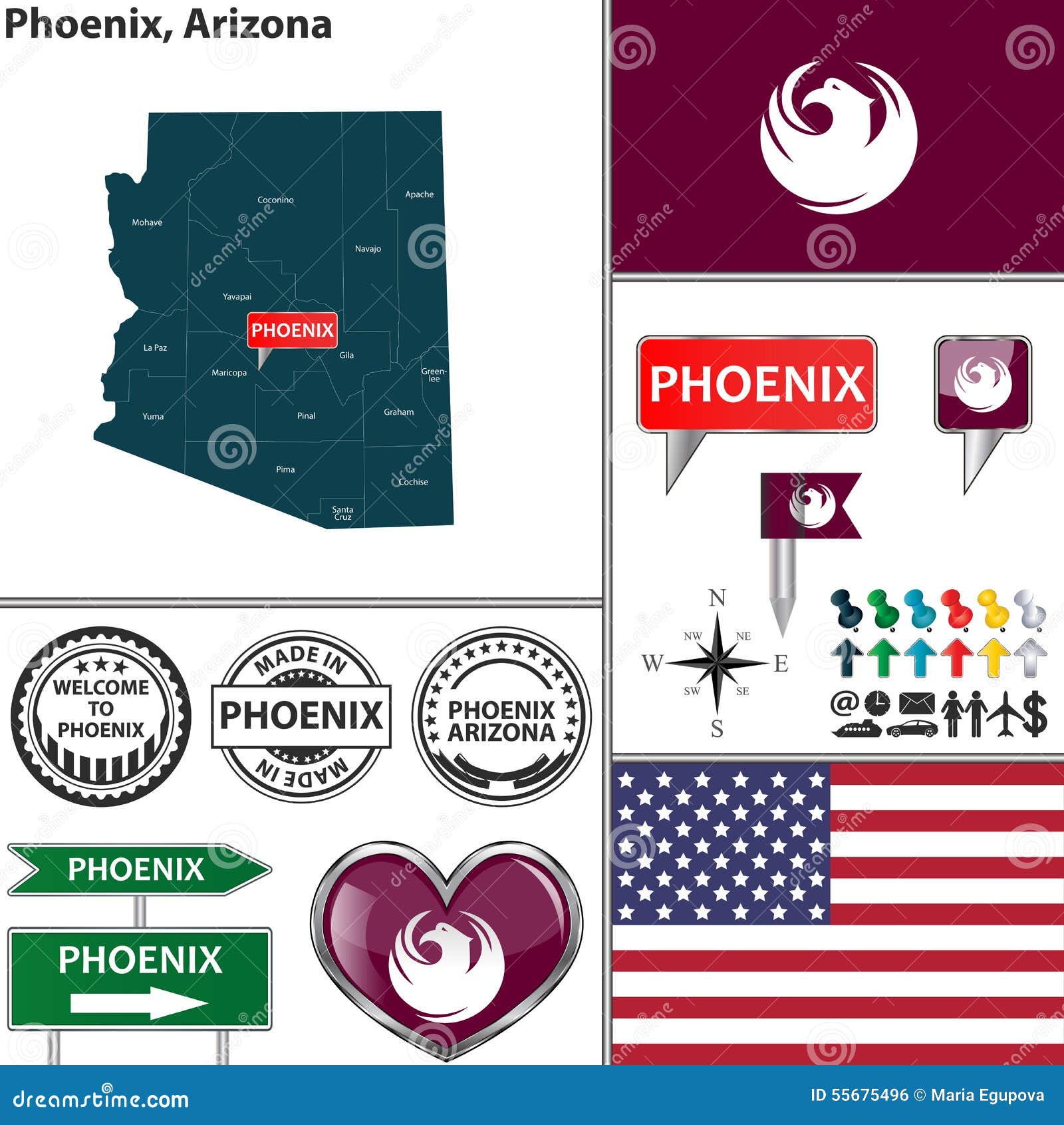 Phoenix, Arizona stock vector. Illustration of phoenician - 55675496