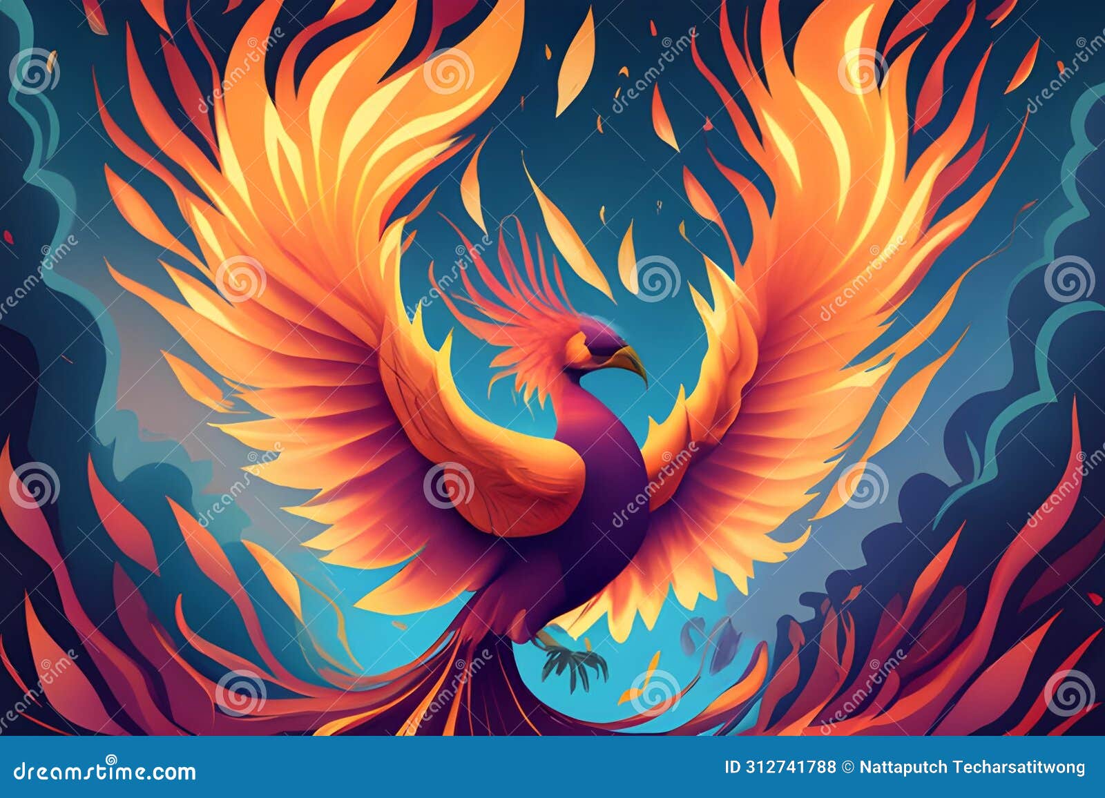 Phoenix Arrising from the Flames, Illustration Stock Illustration ...
