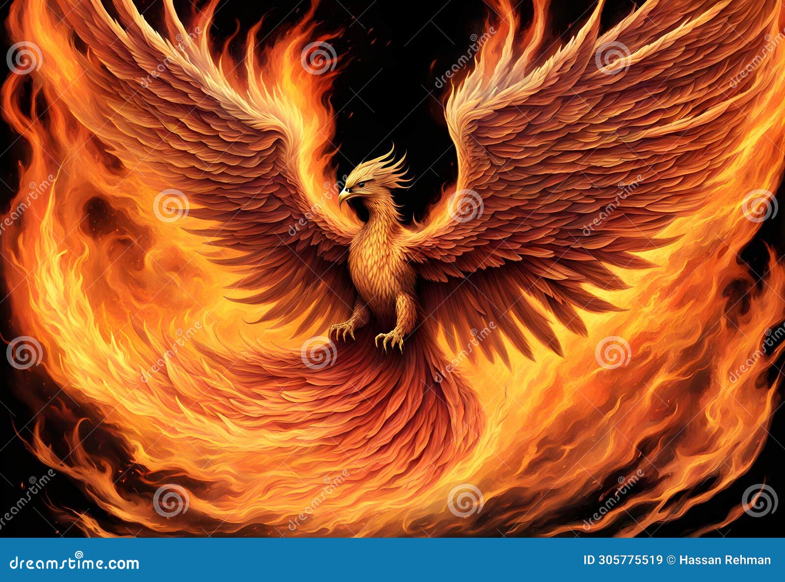 Phoenix Arrising from the Flames Stock Illustration - Illustration of ...