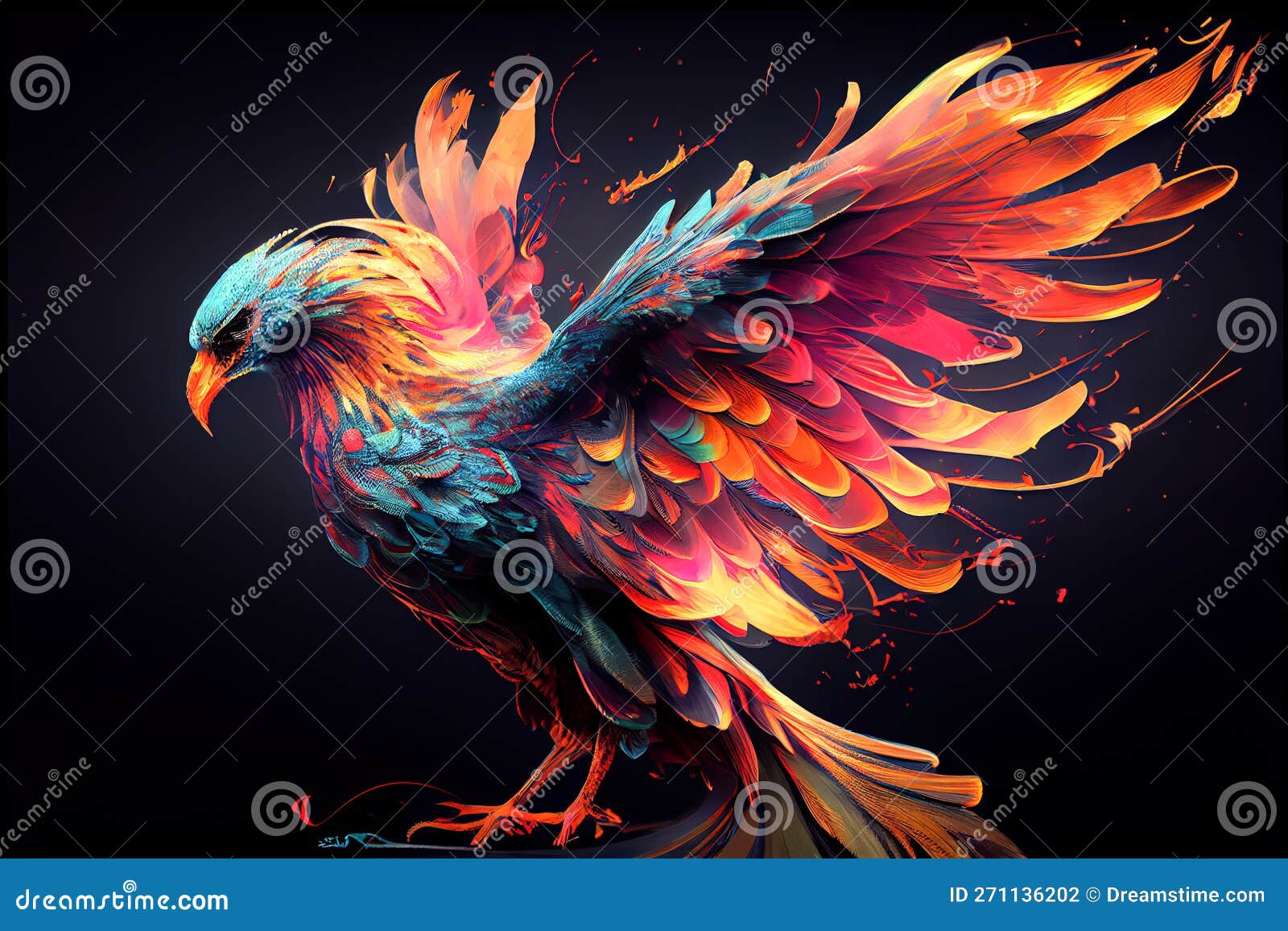 Phoenix Bird in Fiery Rays. Generative AI, Generative, AI Stock ...