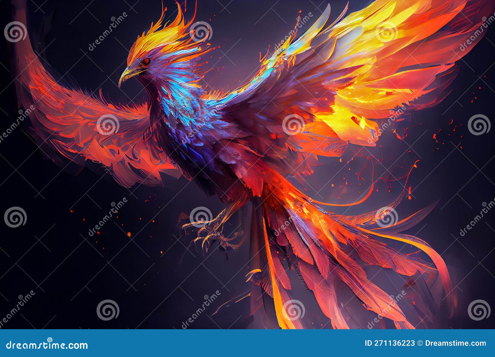 Phoenix Bird in Fiery Rays. Generative AI, Generative, AI Stock ...