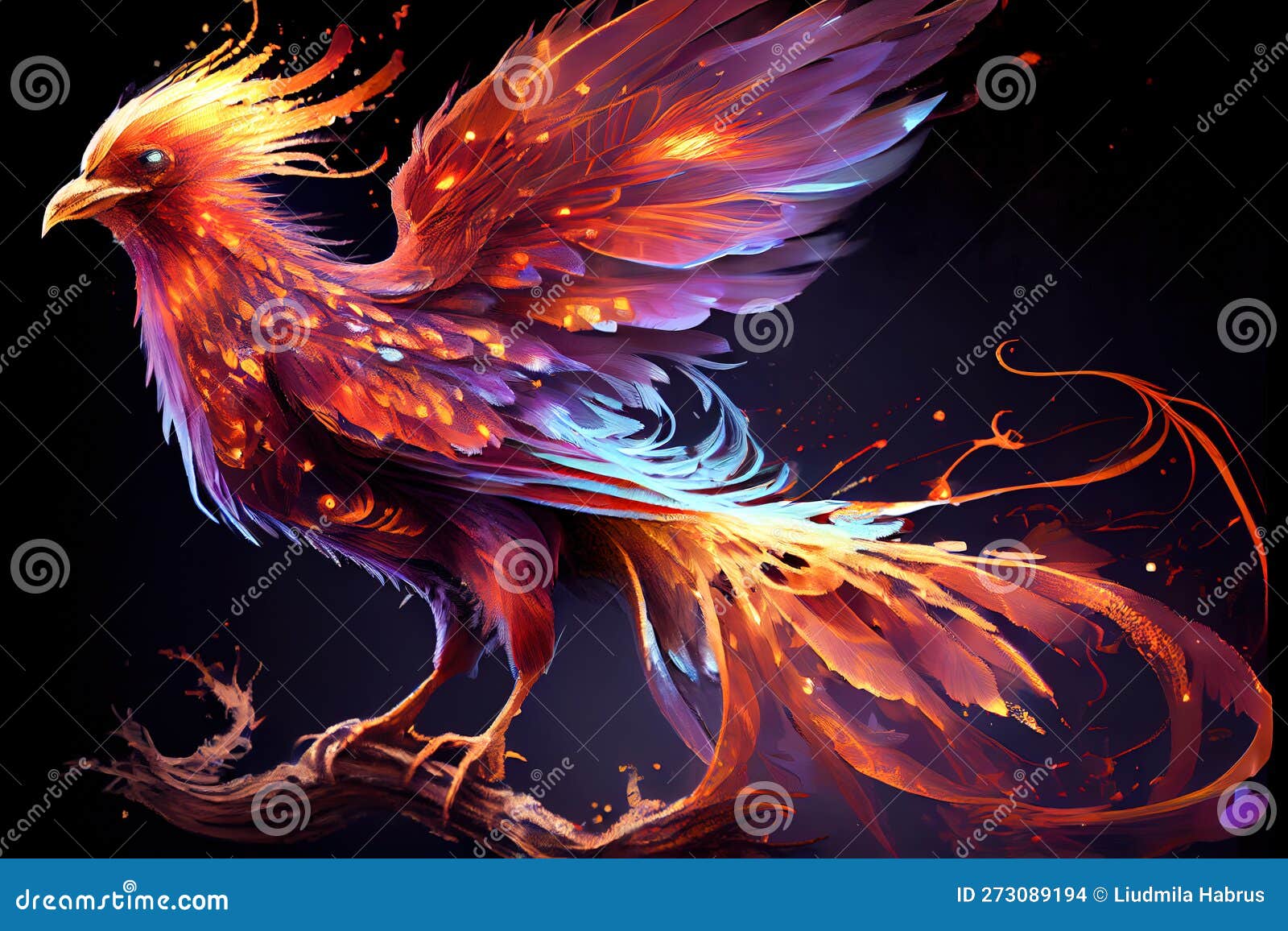 Phoenix Bird in Fiery Rays. Generative AI, Generative, AI Stock ...