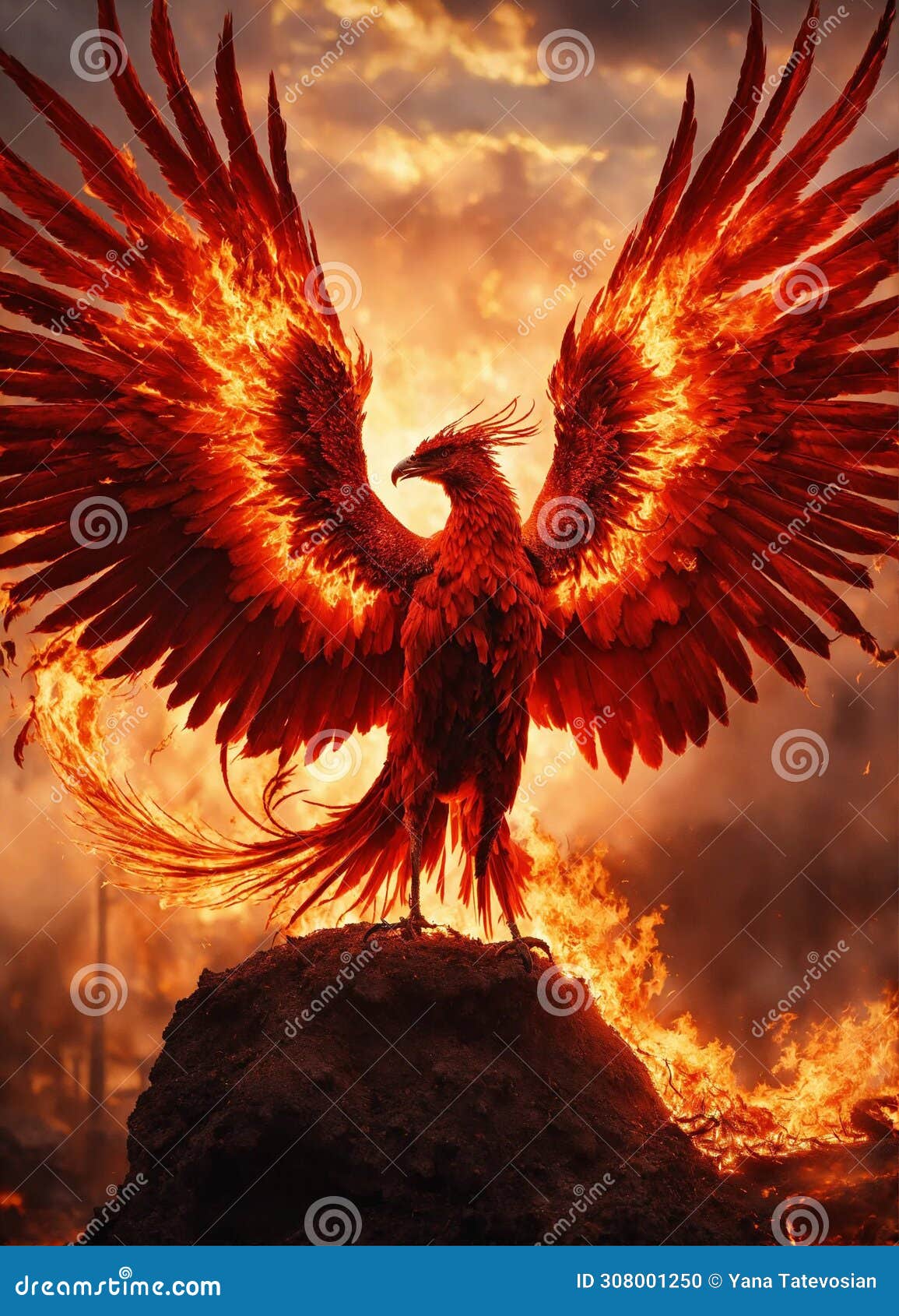 Phoenix Bird on Fire. Selective Focus Stock Photo - Image of color ...