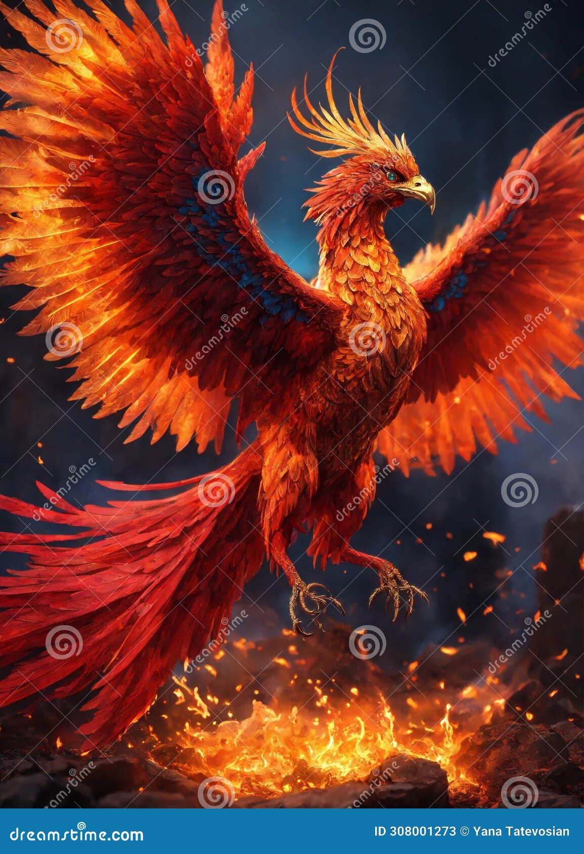 Phoenix Bird on Fire. Selective Focus Stock Image - Image of bird ...