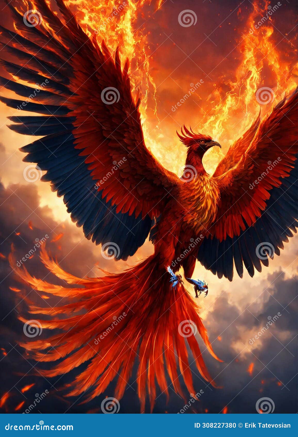 Phoenix Bird on Fire. Selective Focus Stock Photo - Image of black ...
