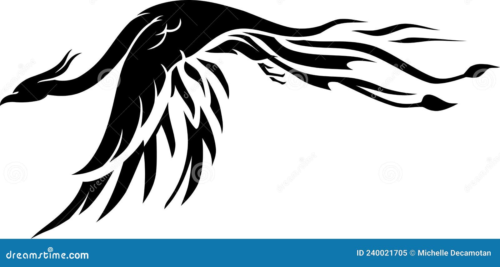 Phoenix Bird Flying Silhouette Art Stock Vector - Illustration of ...