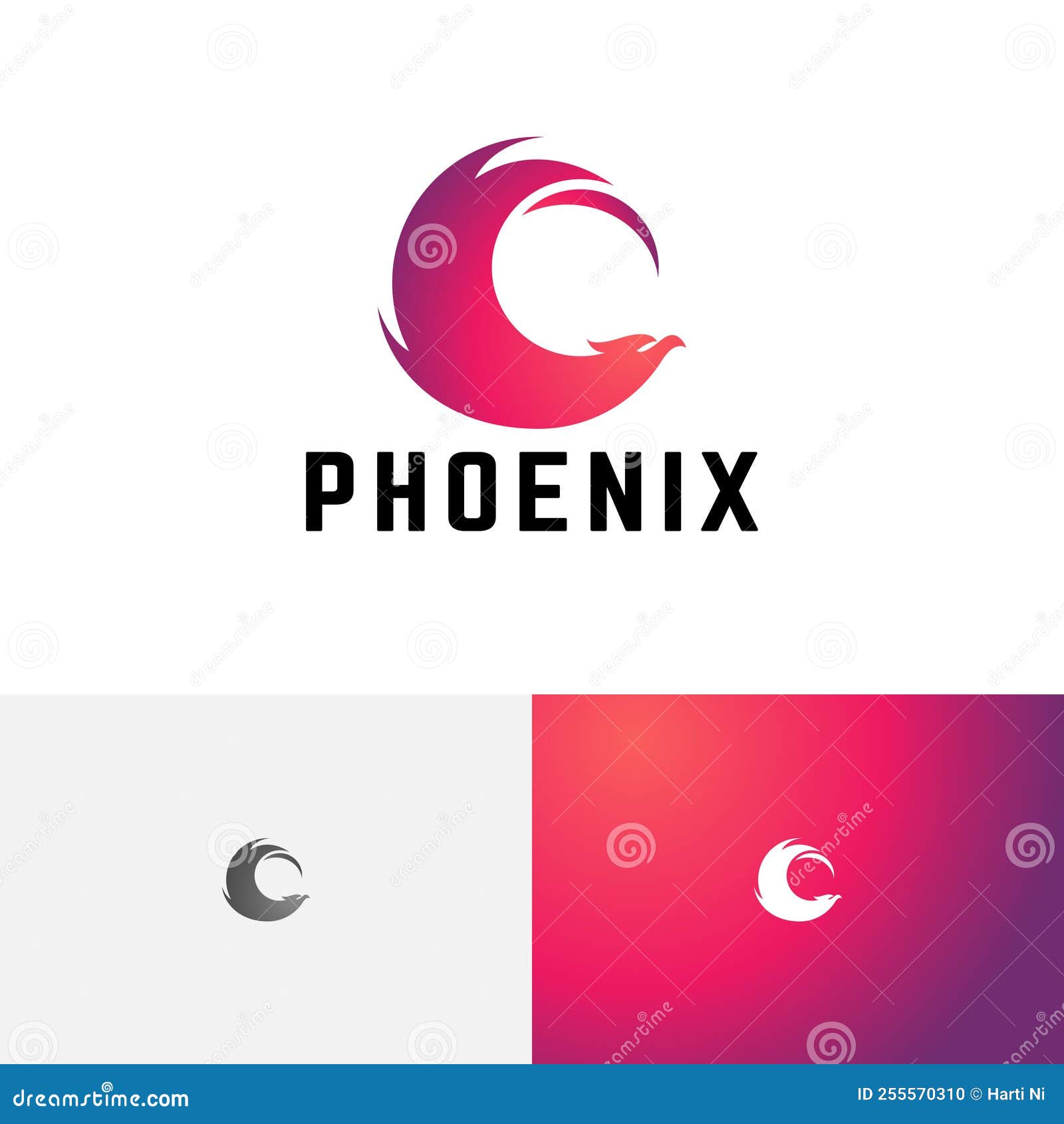 Phoenix Bird Legendary Animal Fire Flame Creature Abstract Logo Stock ...
