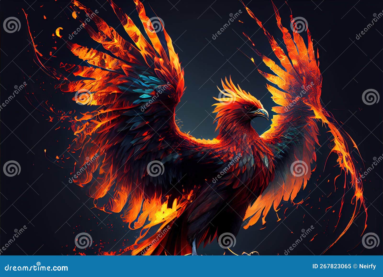 Phoenix, bird made of fire stock illustration. Illustration of ...