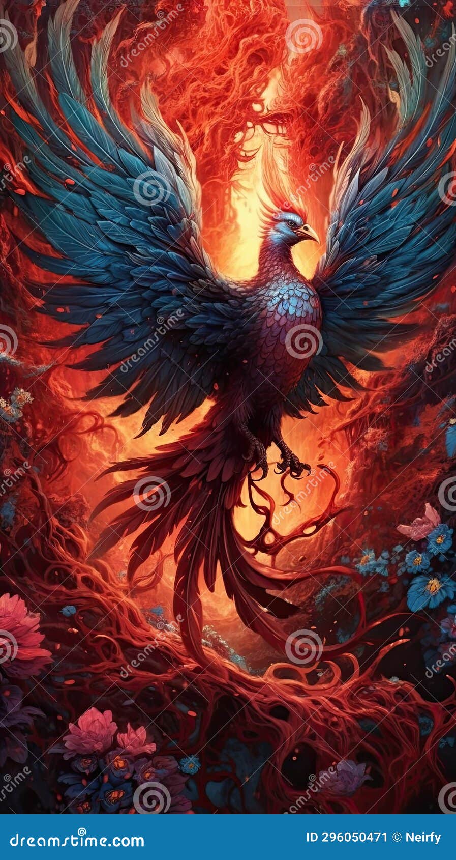 Phoenix, bird made of fire stock image. Image of speed - 296050471