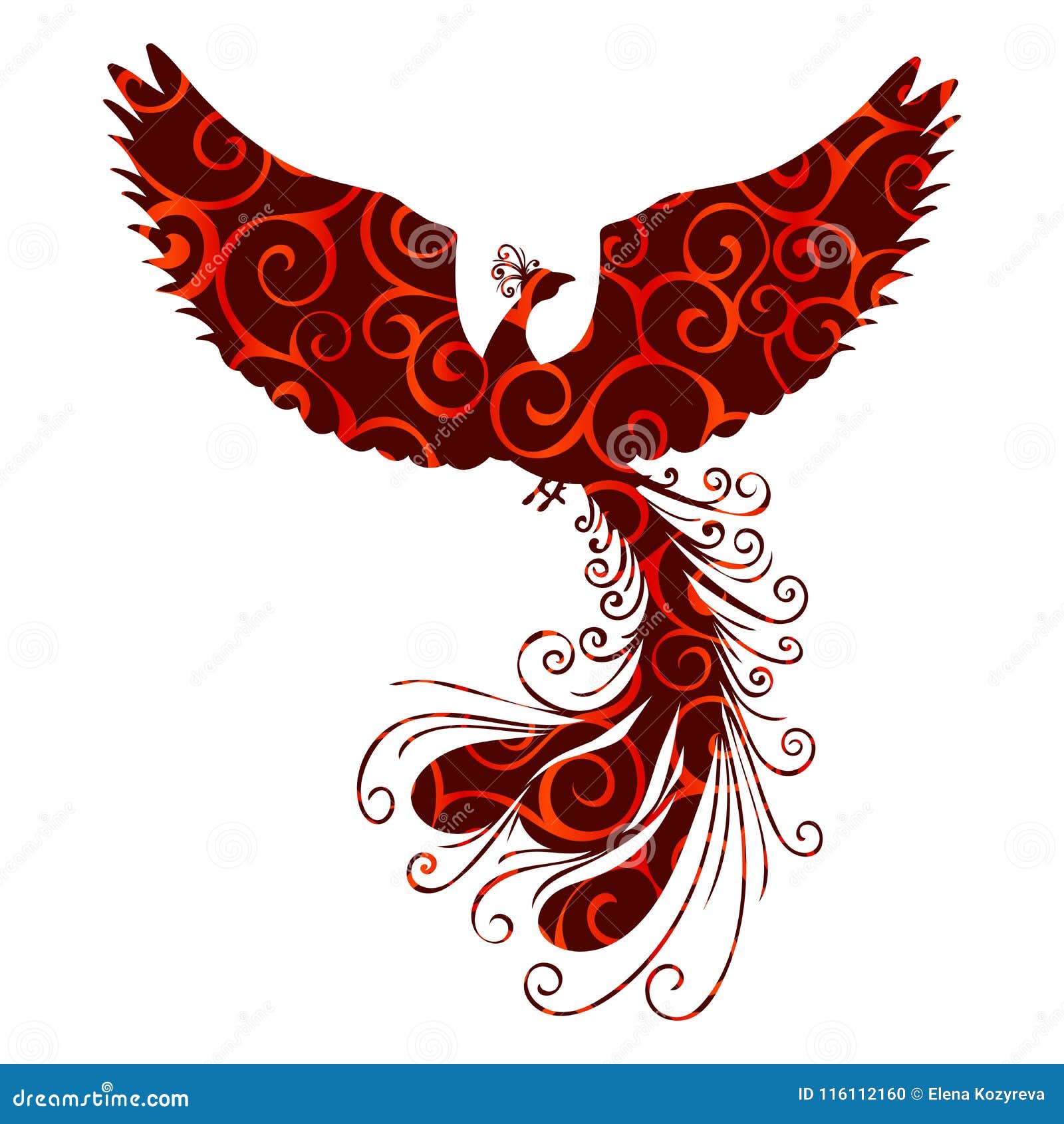 Phoenix Bird Pattern Silhouette Ancient Mythology Fantasy Stock Vector ...