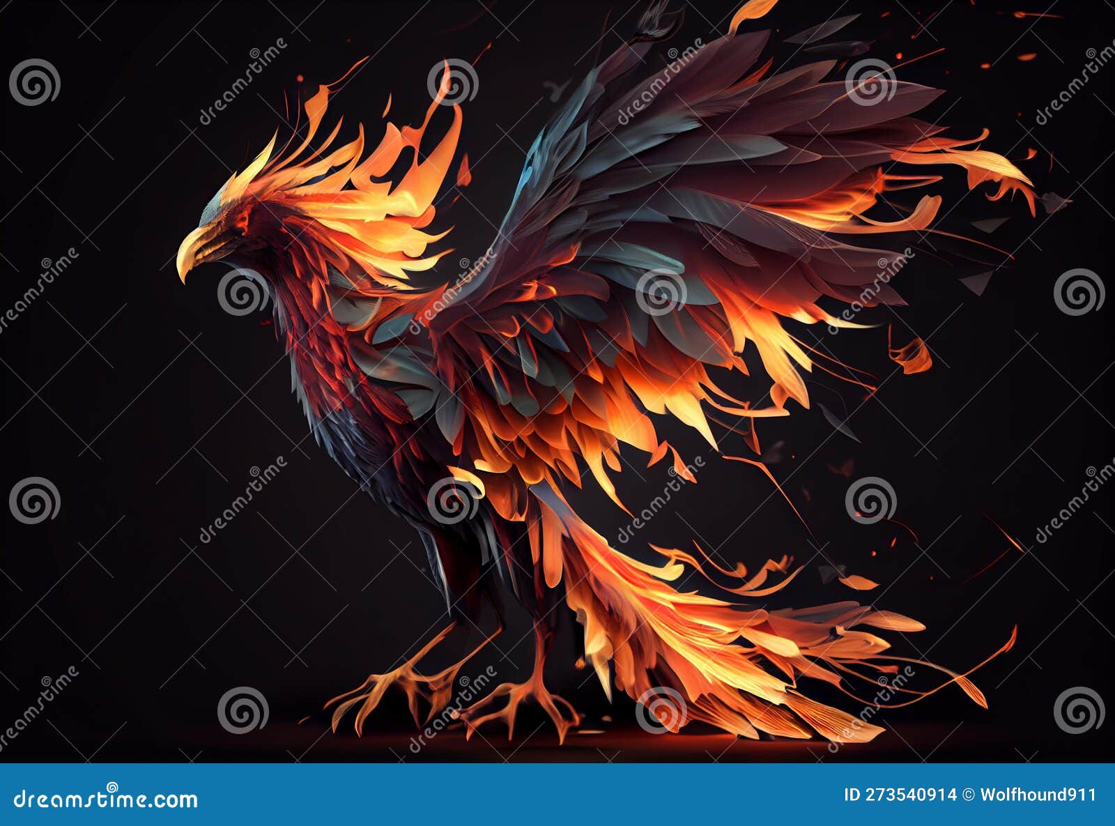 Phoenix Bird Risen from the Ashes, Fire Bird. Burning Bird. Generate Ai ...
