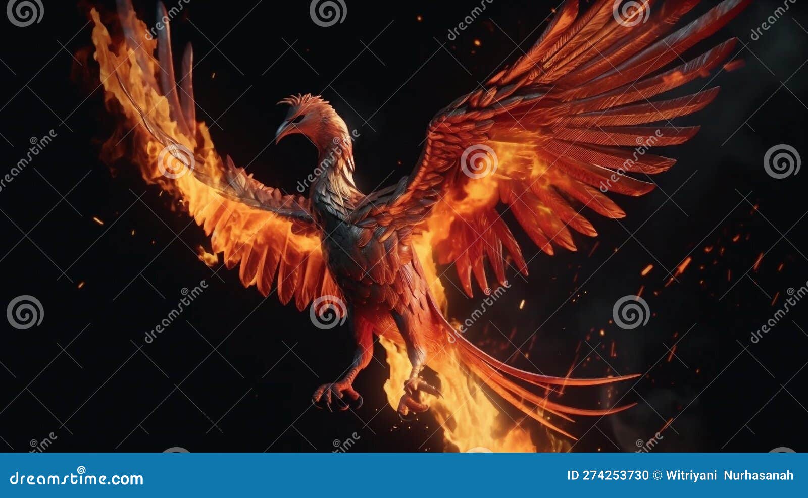 Phoenix Bird Risen from the Ashes, Fire Bird. Burning Bird Stock ...