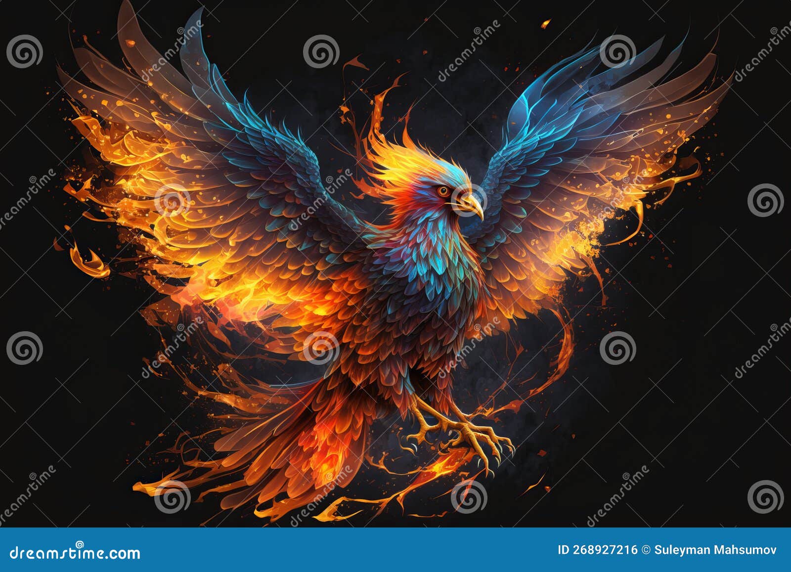 Phoenix Bird Risen from the Ashes, Fire Bird. Burning Bird Stock ...