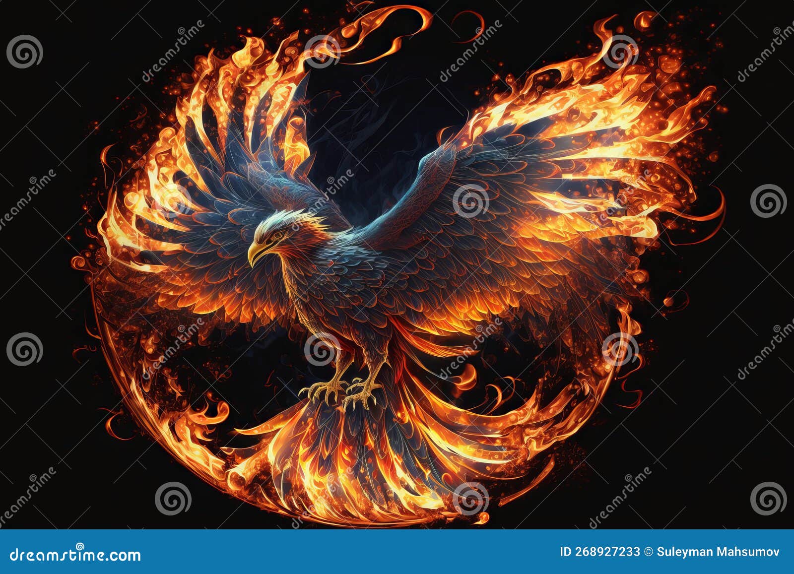 Phoenix Bird Risen from the Ashes, Fire Bird. Burning Bird Stock ...