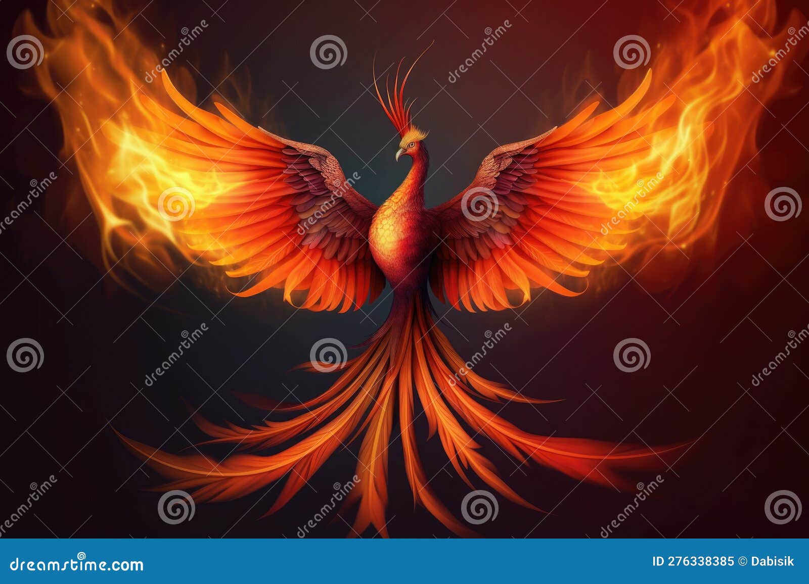 Phoenix Bird Rising from Ash. Generative AI Stock Illustration ...
