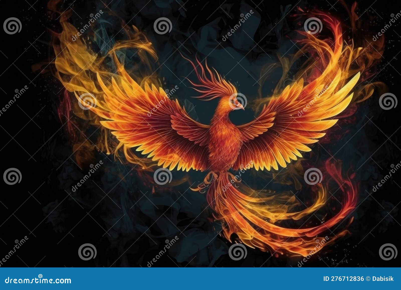 Phoenix Bird Rising from Ash. Generative AI Stock Illustration ...