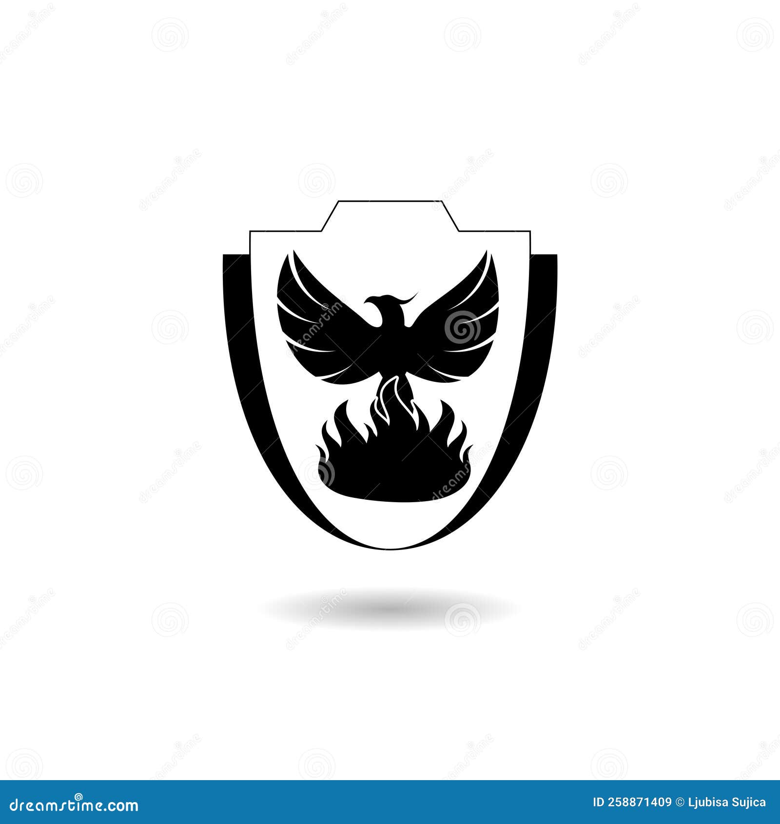 Phoenix Bird Shield Logo Icon with Shadow Stock Vector - Illustration ...