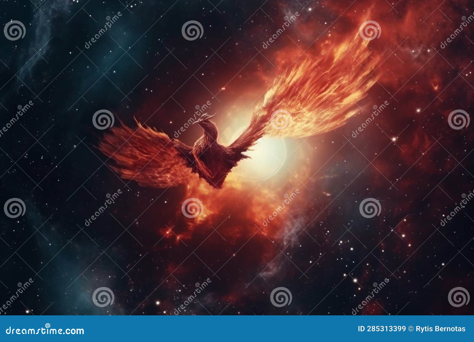 Phoenix Bird in Space Background. Generative AI Stock Illustration ...