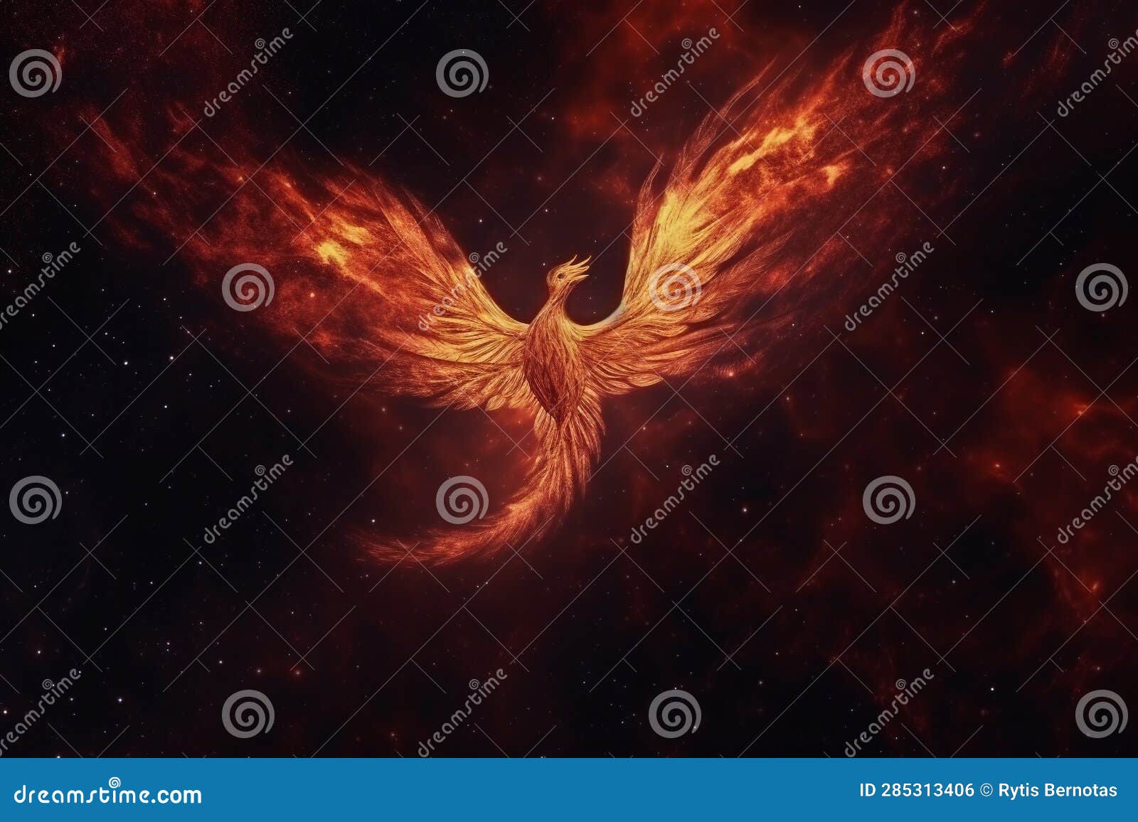 Phoenix Bird in Space Background. Generative AI Stock Illustration ...