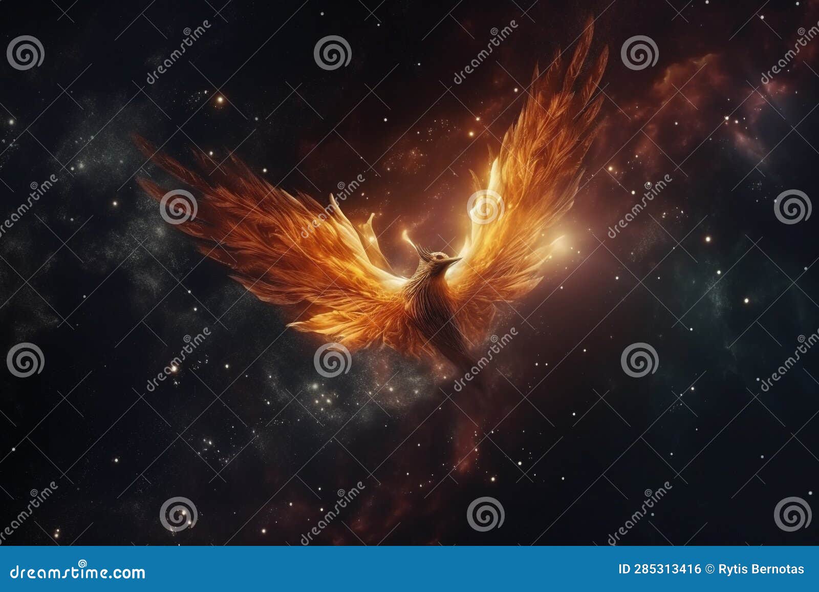 Phoenix Bird in Space Background. Generative AI Stock Illustration ...