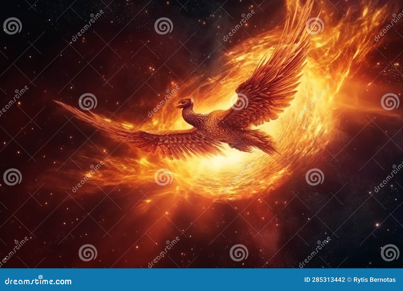 Phoenix Bird in Space Background. Generative AI Stock Illustration ...