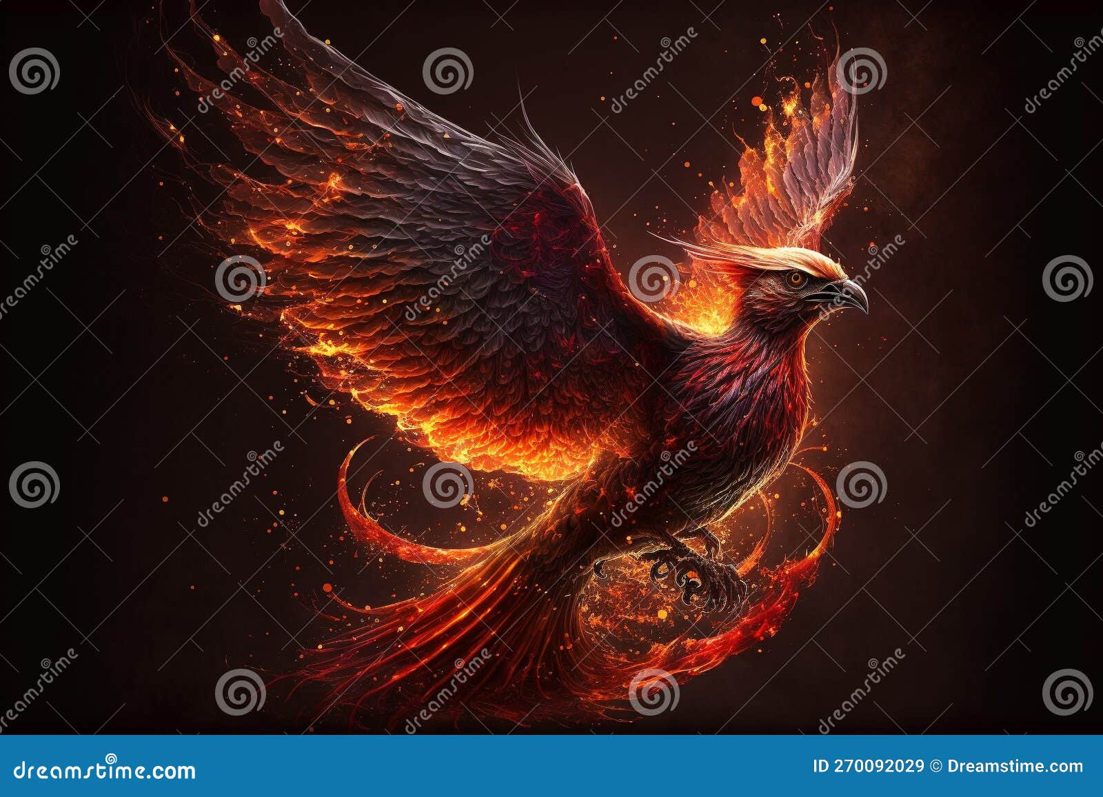 Phoenix Bird with Wings on Fire. Mythological Folklore Spiritual ...