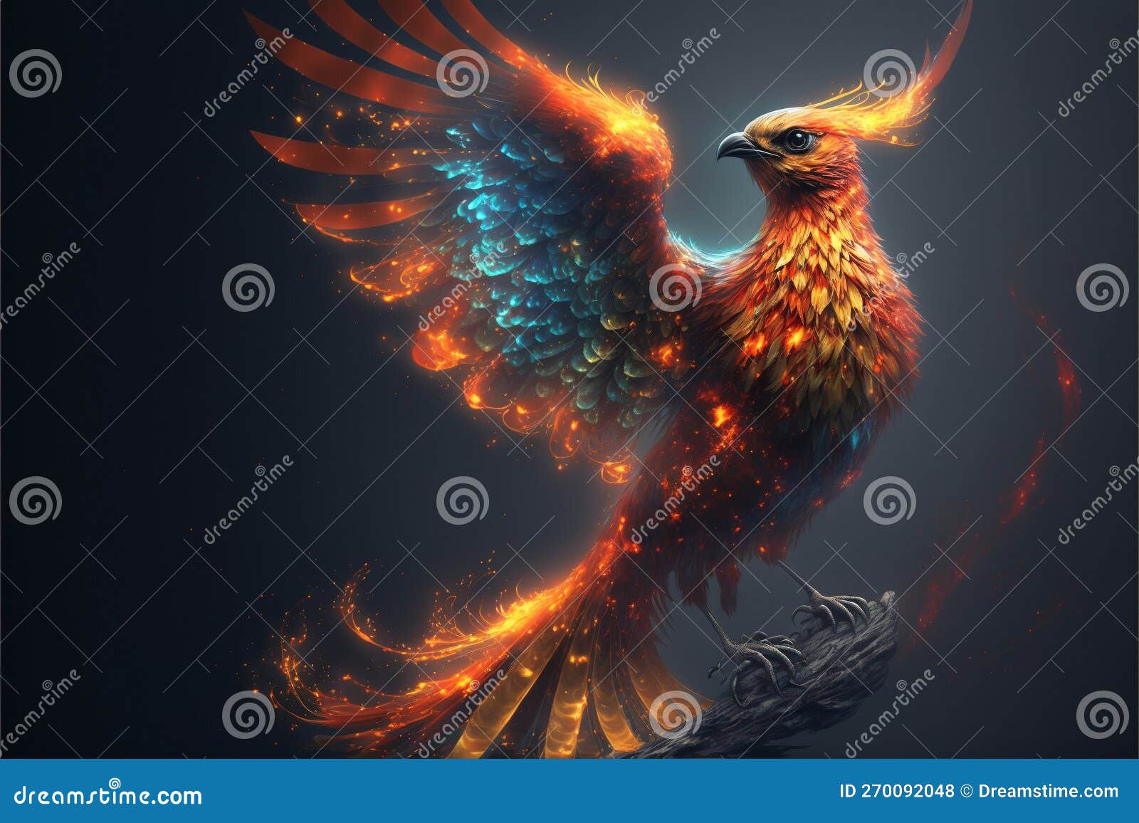 Phoenix Bird with Wings on Fire. Mythological Folklore Spiritual ...