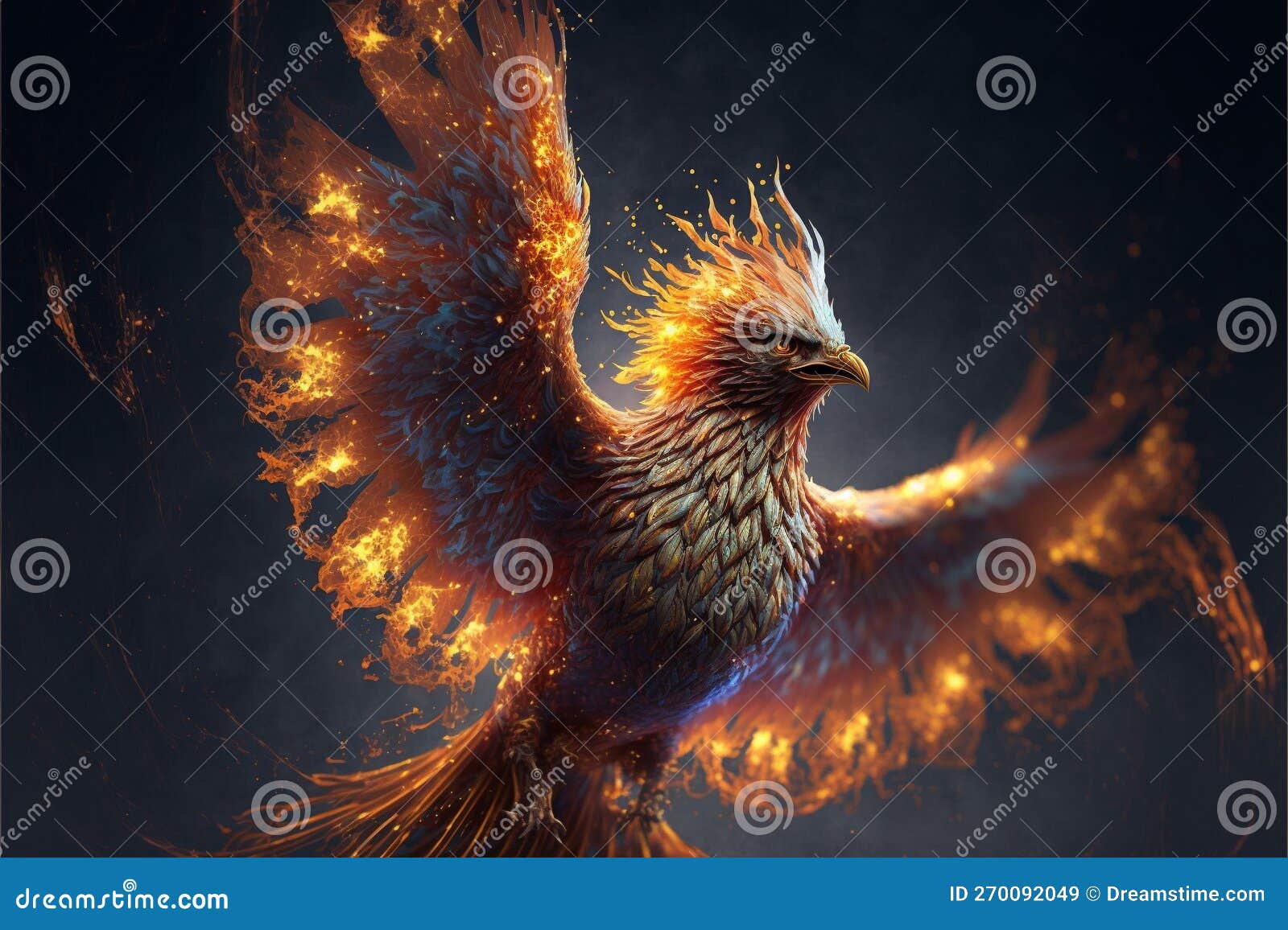 Phoenix Bird with Wings on Fire. Mythological Folklore Spiritual ...