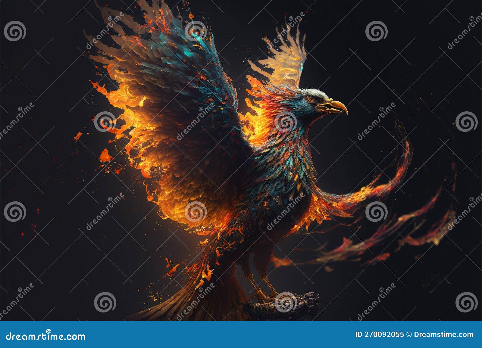 Phoenix Bird with Wings on Fire. Mythological Folklore Spiritual ...