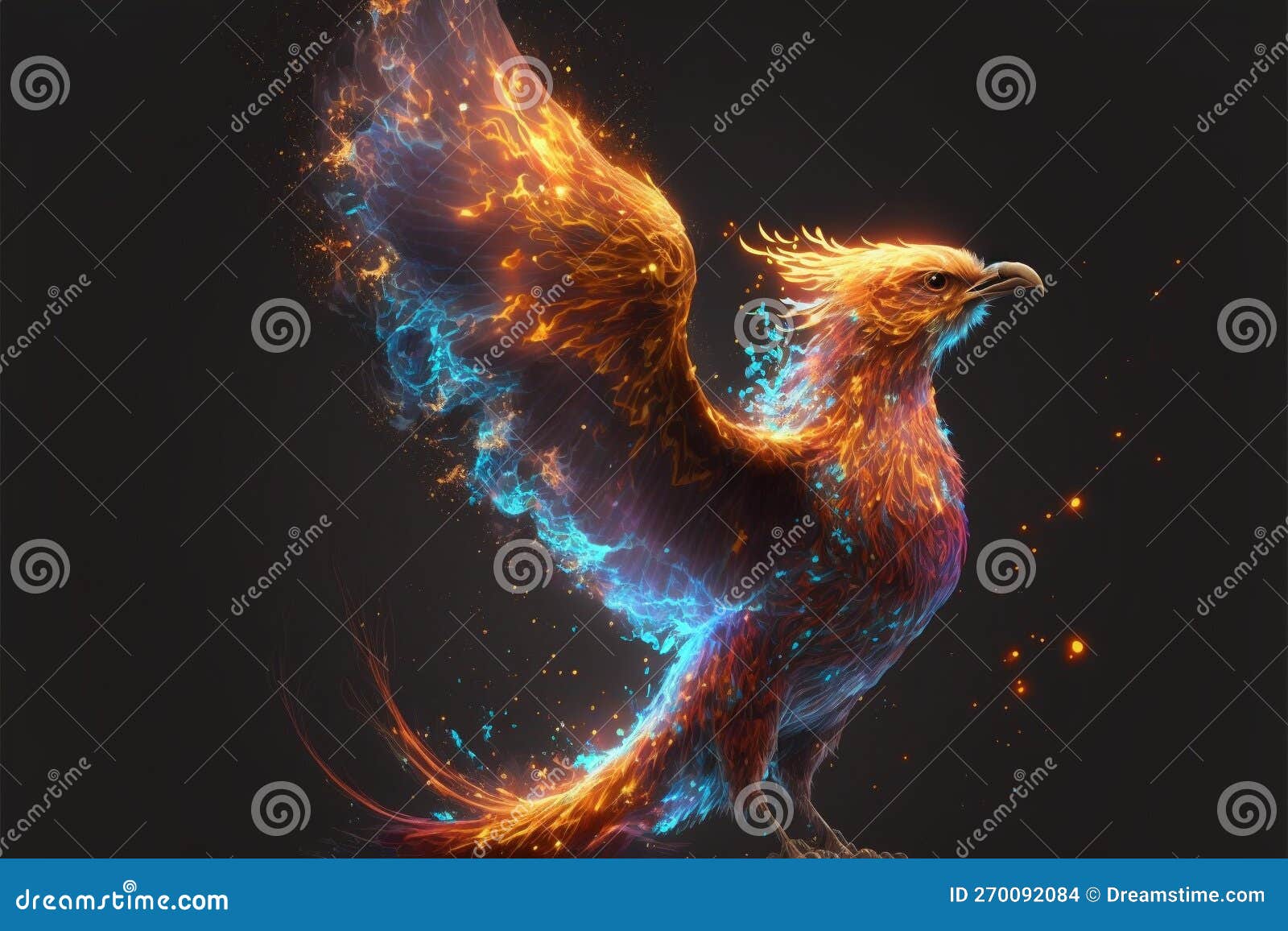 Phoenix Bird with Wings on Fire. Mythological Folklore Spiritual ...