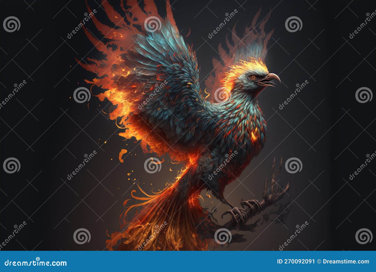 Phoenix Bird with Wings on Fire. Mythological Folklore Spiritual ...