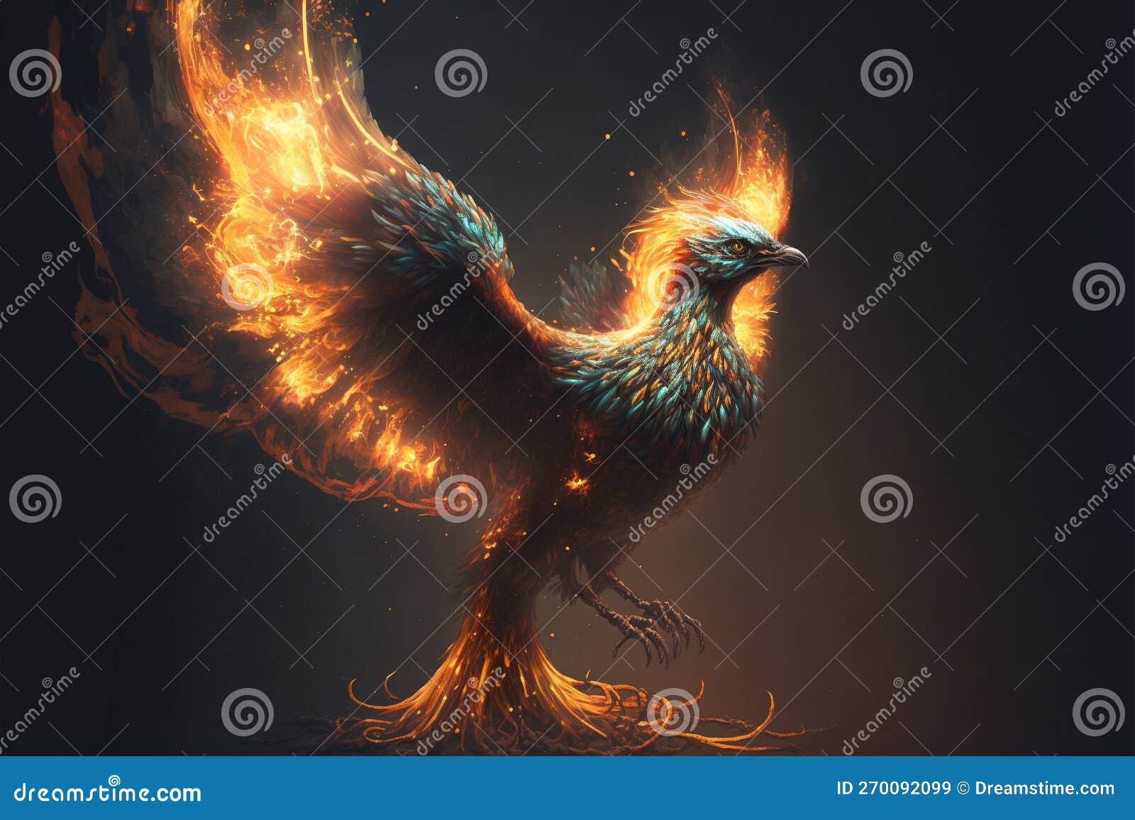 Phoenix Bird with Wings on Fire. Mythological Folklore Spiritual ...