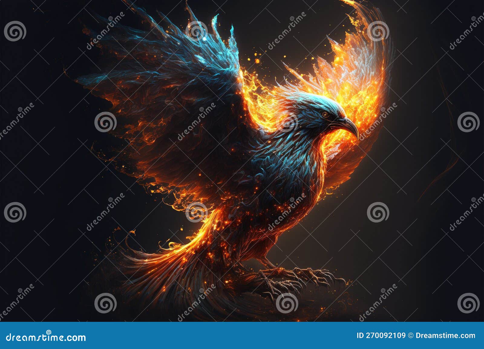 Phoenix Bird with Wings on Fire. Mythological Folklore Spiritual ...
