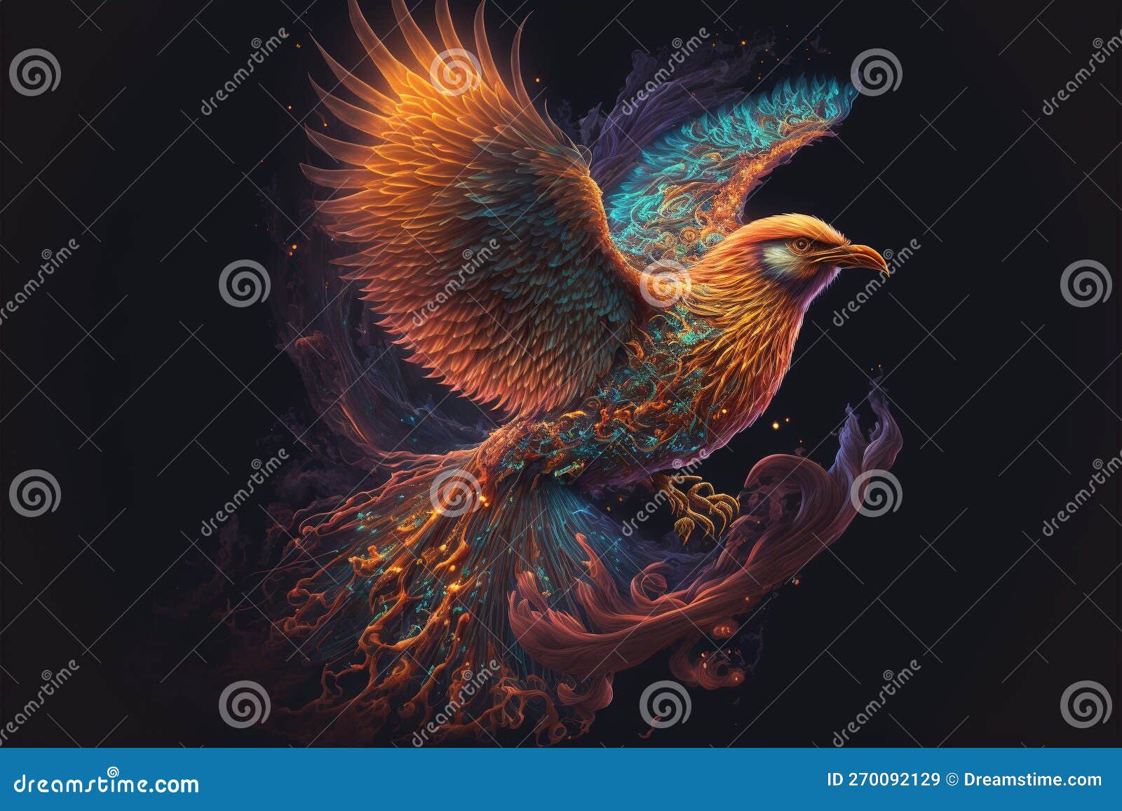 Phoenix Bird with Wings on Fire. Mythological Folklore Spiritual ...