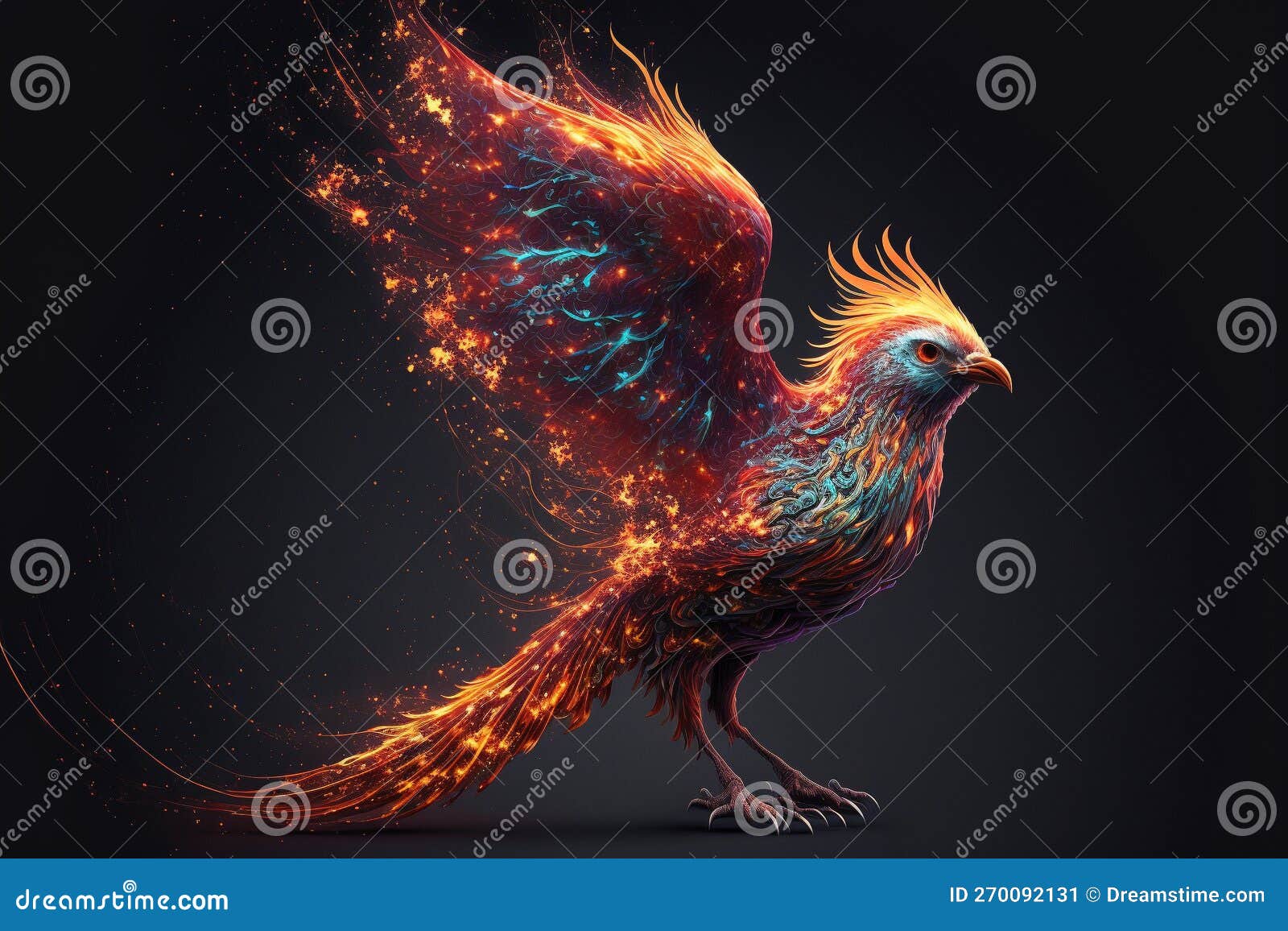 Phoenix Bird with Wings on Fire. Mythological Folklore Spiritual ...