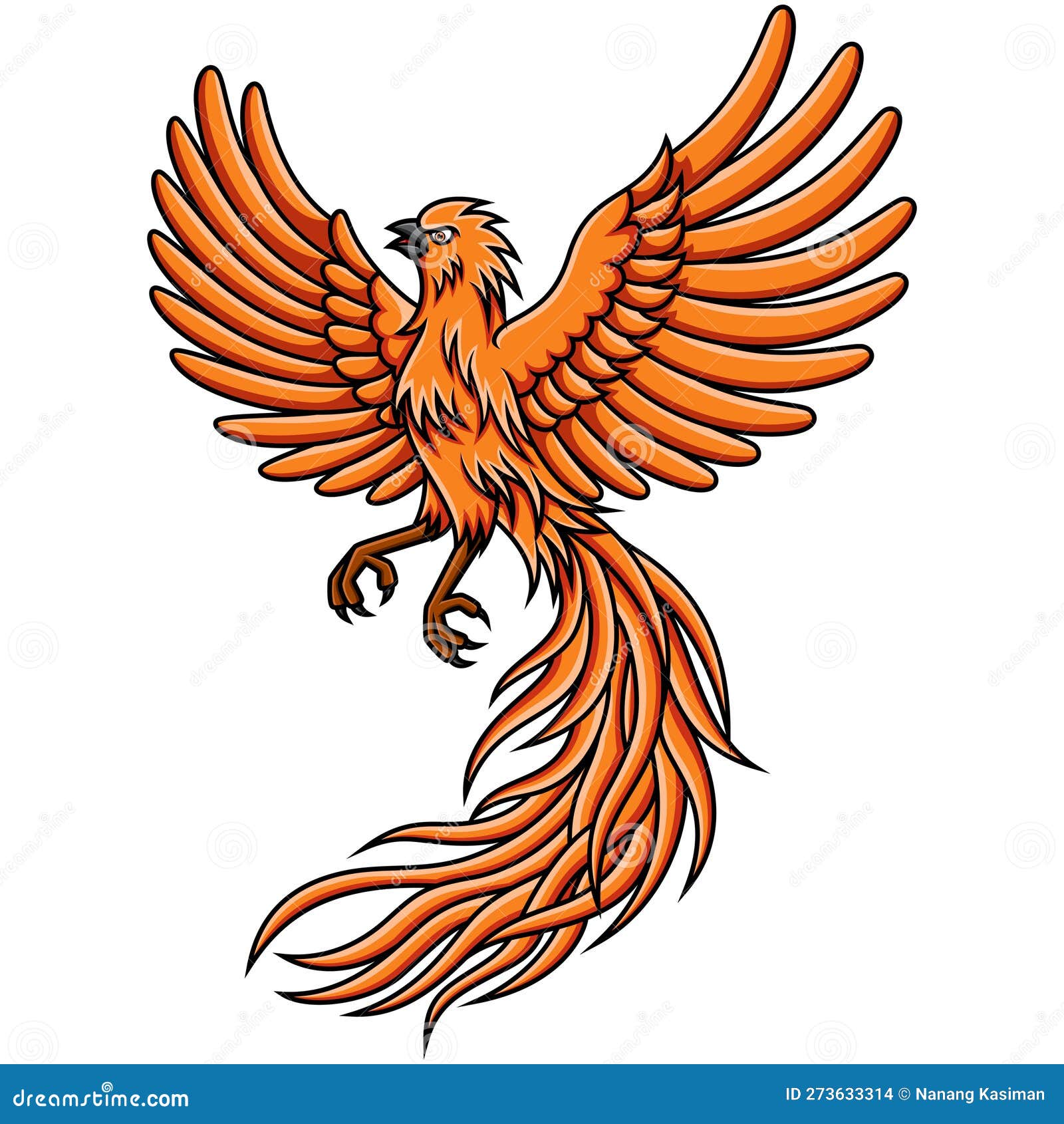 Phoenix Bird with Wings Spread Stock Vector - Illustration of wings ...