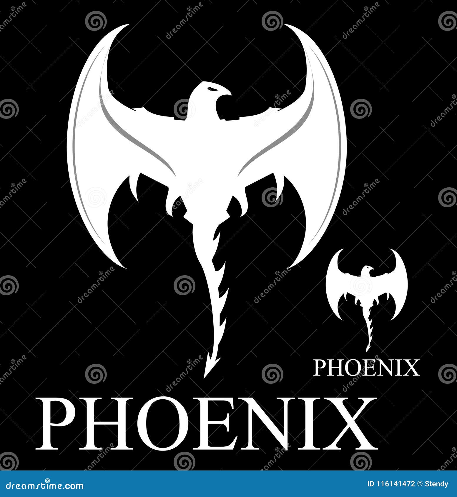 Phoenix Phoenix Blanc Avec Les Ailes De Hache Illustration de Vecteur - Illustration du liberté ...