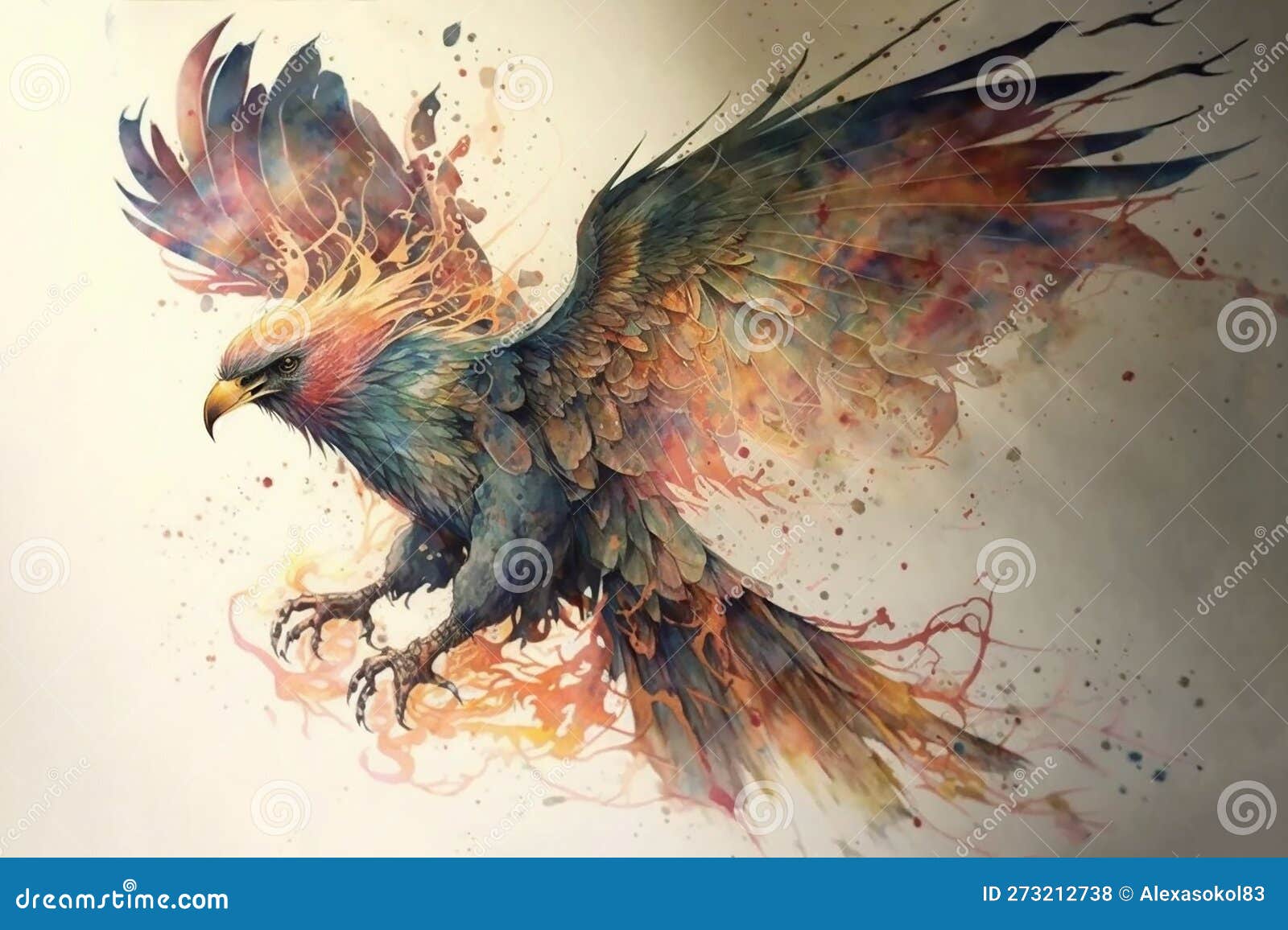 Phoenix Comes Out of Fire Drawing with Bit of Watercolour Stock ...