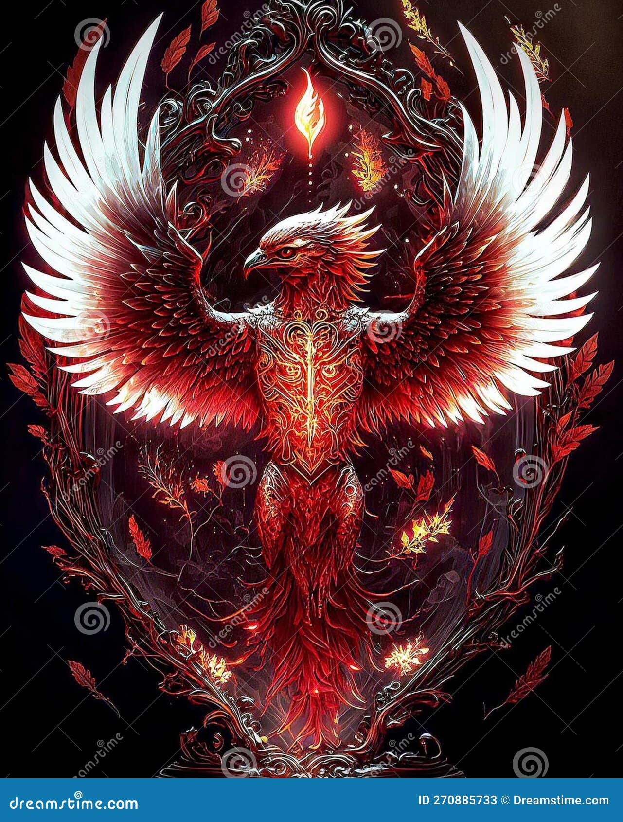 Phoenix with Costume and Flame Stock Illustration - Illustration of ...