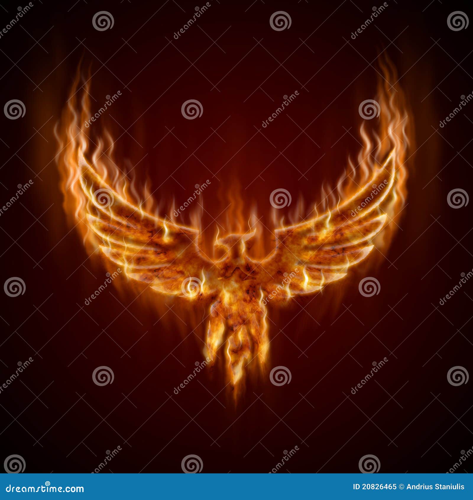 Phoenix Del Fuego Con Las Alas Stock de ilustración - Ilustración de ...