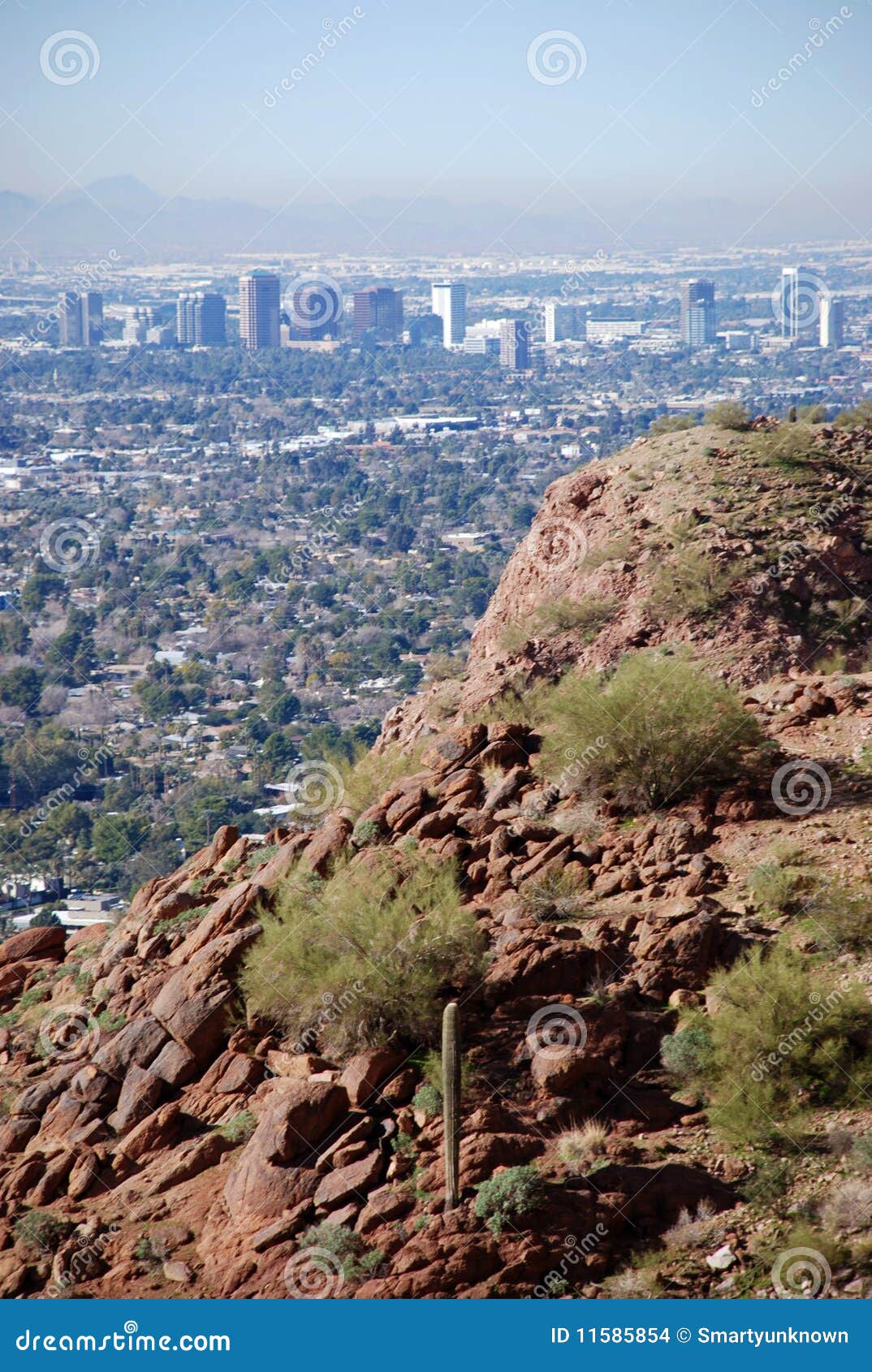 Phoenix Downtown: View from Camelback Mountain Stock Photo - Image of ...