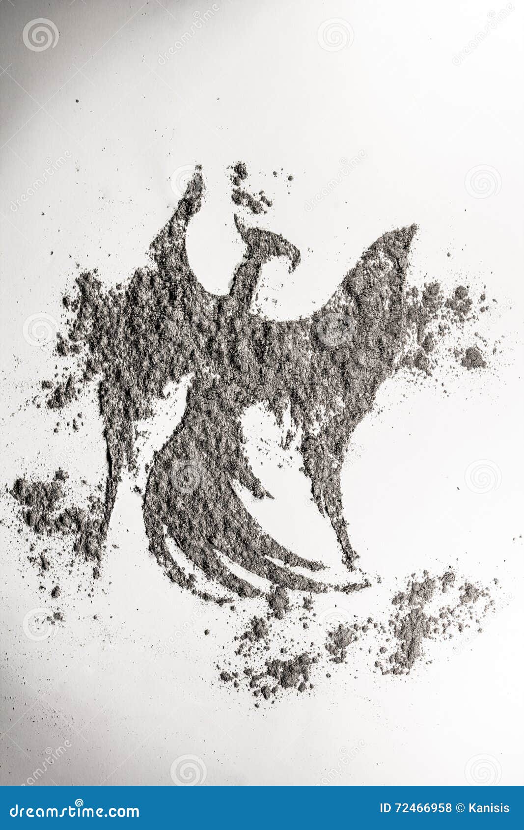Phoenix, Eagle Bird Drawing in Ash As Life, Death Symbol Stock Photo ...