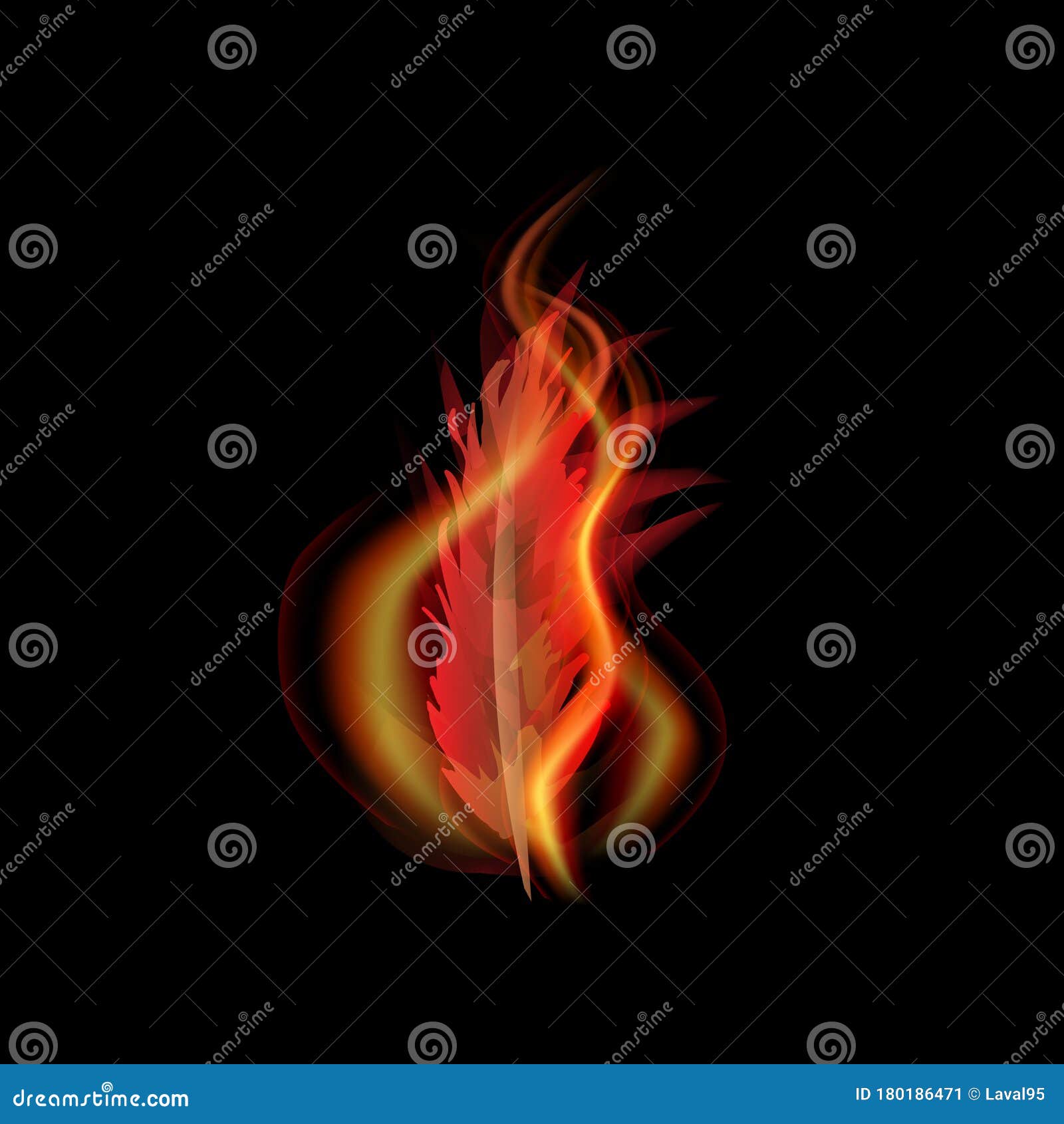 Phoenix Feather in the Fire, Black Background, Vector Stock ...
