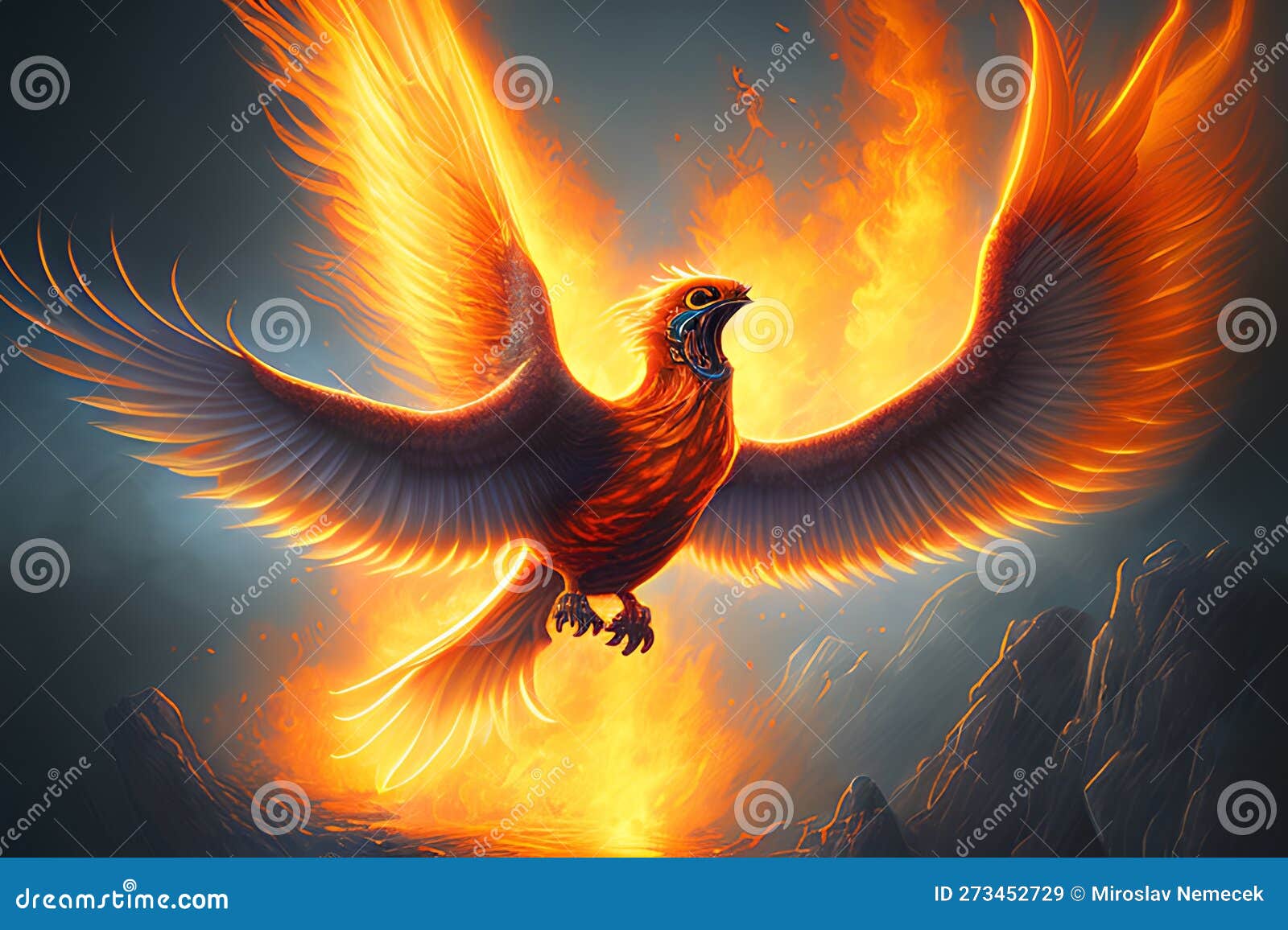 Phoenix Fire Bird, Generative AI Illustration Stock Illustration ...