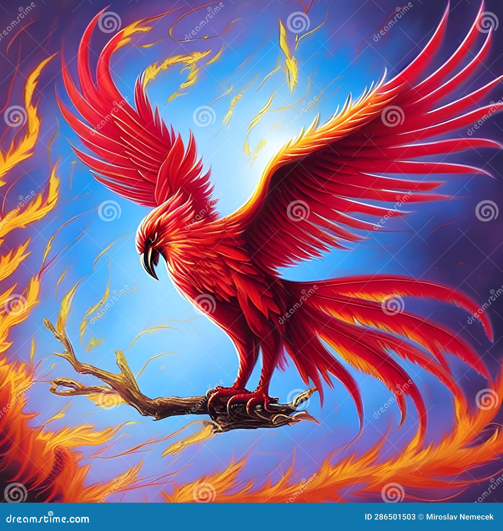 Phoenix Fire Bird, Generative AI Illustration Stock Illustration ...