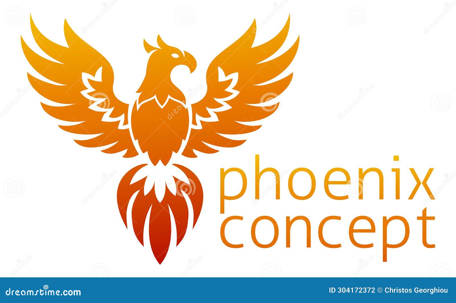 Phoenix Fire Bird Rising Wings Spread Eagle Stock Illustration