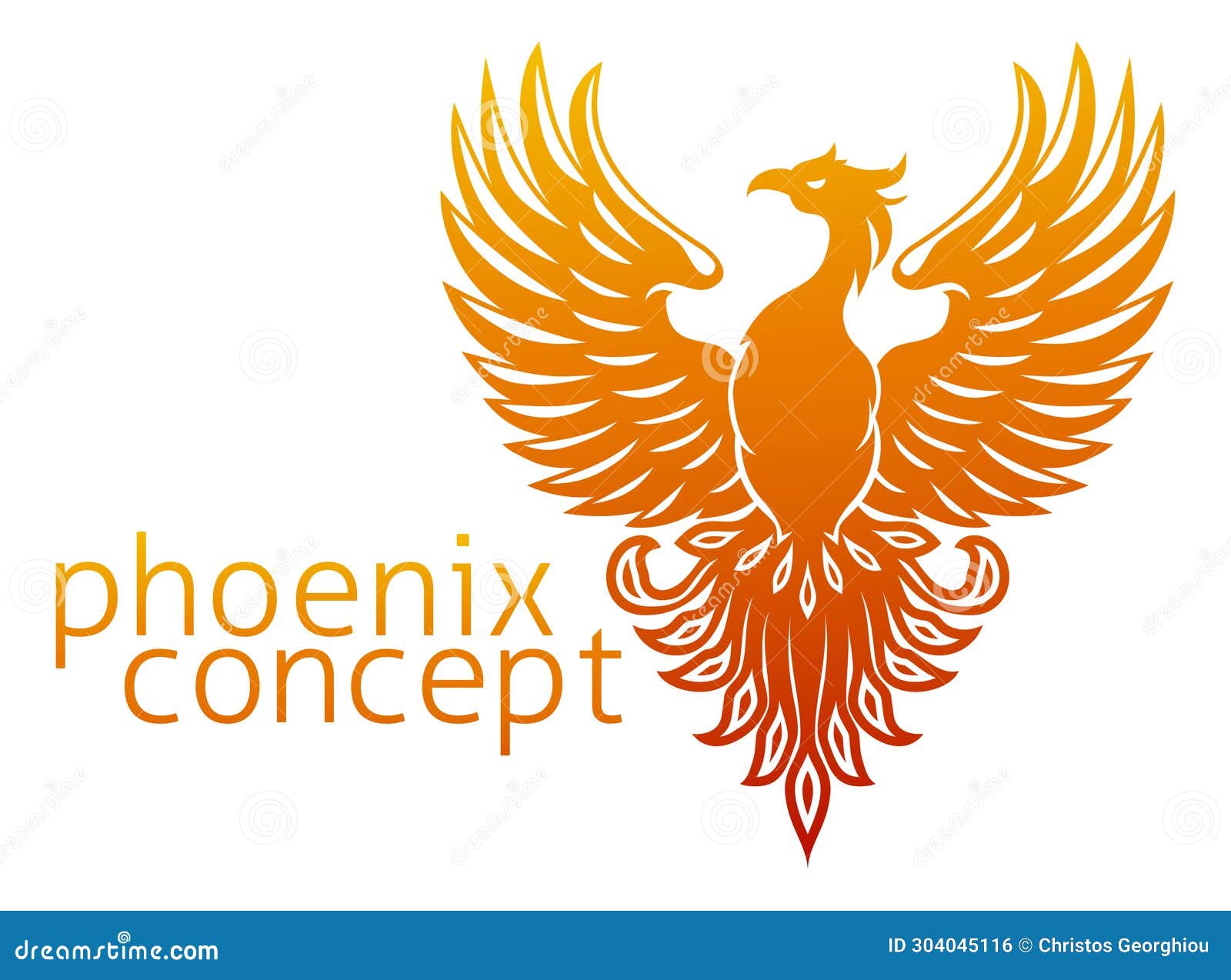 Phoenix Fire Bird Rising Wings Spread Eagle Stock Illustration ...