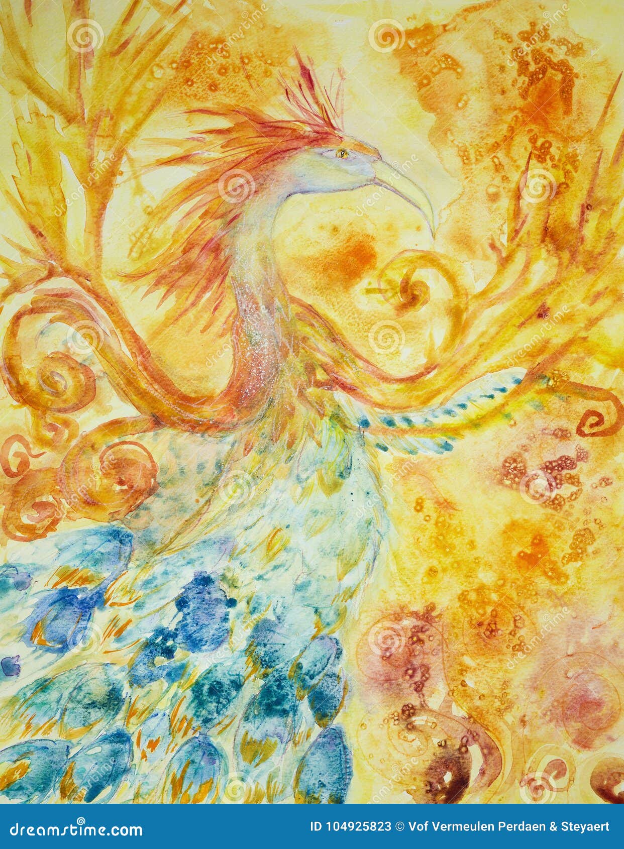 Phoenix in fire and flame. stock illustration. Illustration of folk ...