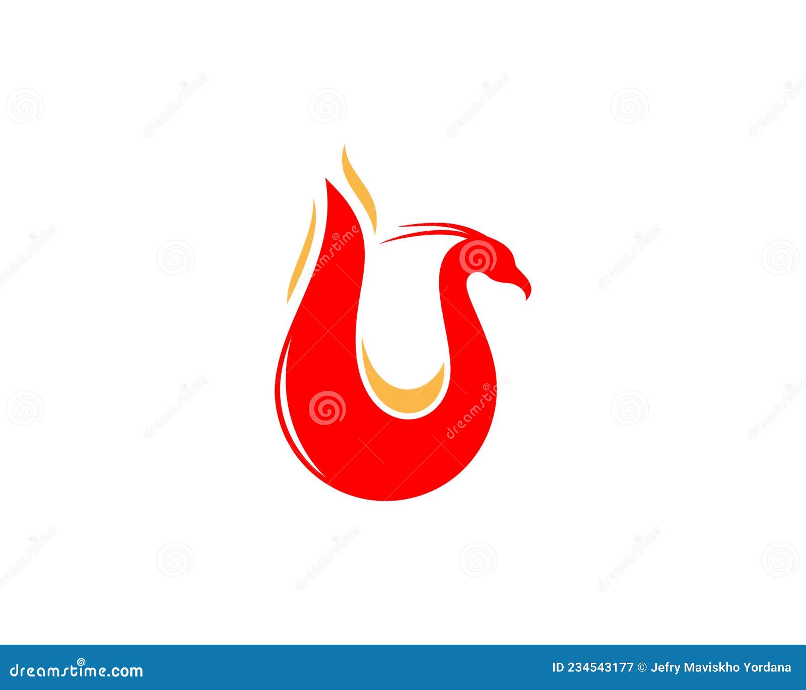 Phoenix with Fire Flame Shape Logo Stock Illustration - Illustration of ...