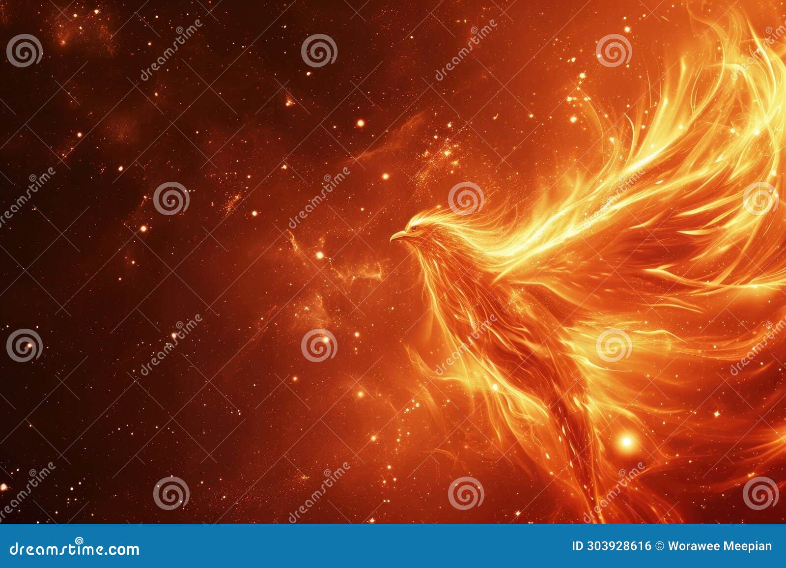 Phoenix and Fire Frame. Mythical Creatures Stock Photo - Image of ...